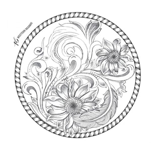 Leather Tooling Element Feather&vines Tooled Tracing Design Pattern - Etsy