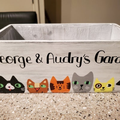 Personalized Cat Planter, Rustic Wood Succulent Box, Cat Mom Dad, Cute ...