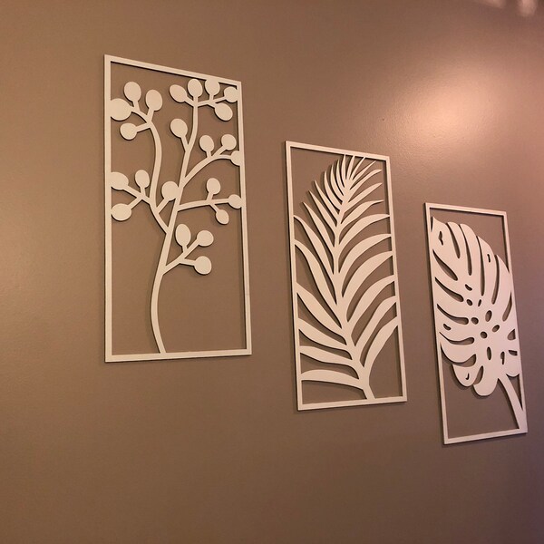 Tree / Leaf Variety Wall Art, 3 Panel Available in Multiple Sizes and ...