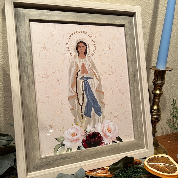 Our Lady of Lourdes Marian Art Print, Hail Mary Print, Marian ...