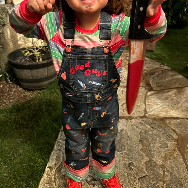Awesome Dog Chucky Costume Overalls Striped Tshirt Halloween - Etsy