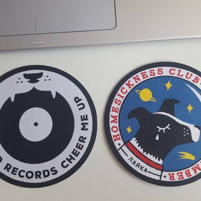 Space Dog Laika Iron-on Woven Patch Homesickness Club Lifetime Member ...