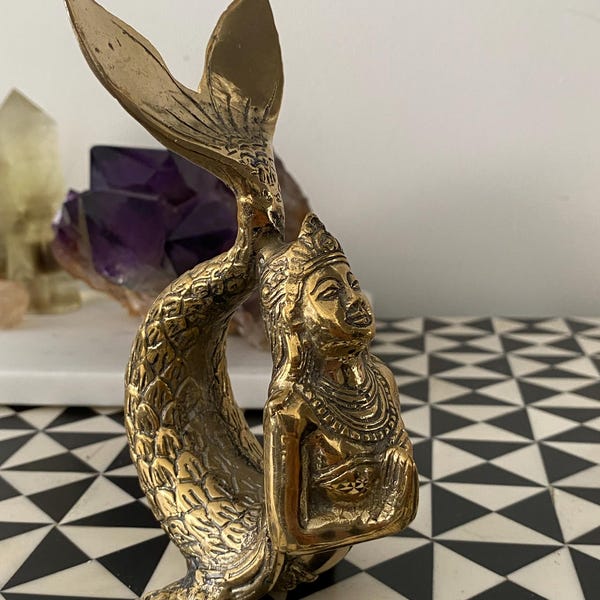 Mermaid Decor, Mermaid Statue Gold, Mermaid Figurine, Sculpture Mermaid ...