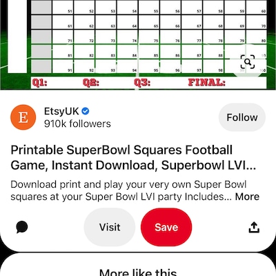 4-quarter Football Squares Download & Print ANY Football Game 11x8.5 ...
