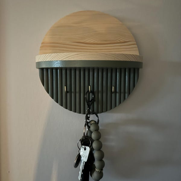 Walnut & Black Key Holder for Wall, Entryway Decorative Wooden ...