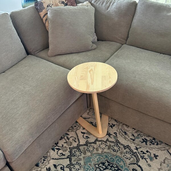 Triangular Side Coffee Table, Corner End Table, Minimalist Sofa Table, Hardwood Couch Table ...