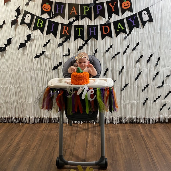 Halloween Hocus Pocus Boo Day One High Chair Tutu Skirt Banner, Pumpkin ...