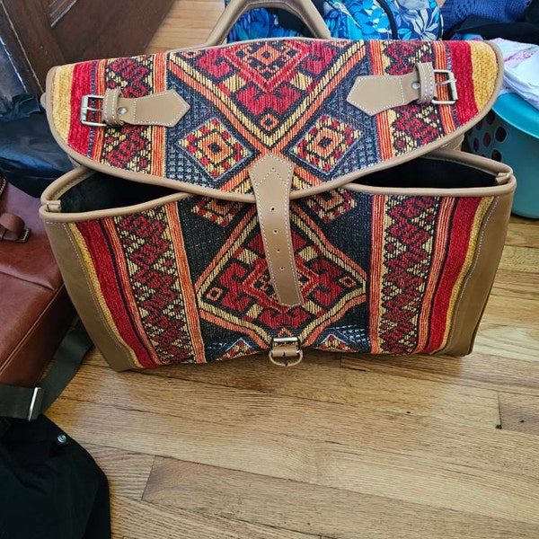 Personalized Large Kilim Travel Bag / Moroccan Kilim Travel Bag for ...