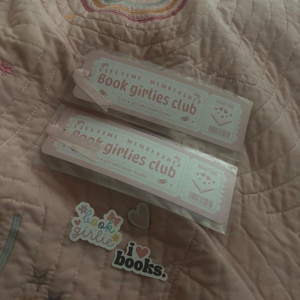 Book Girlies Club Ticket Bookmark | Girly | Bookish | Book Lover - Etsy