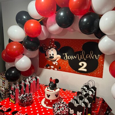 Minnie Mouse Birthday Backdrop Minnie Mouse Decoration Red - Etsy