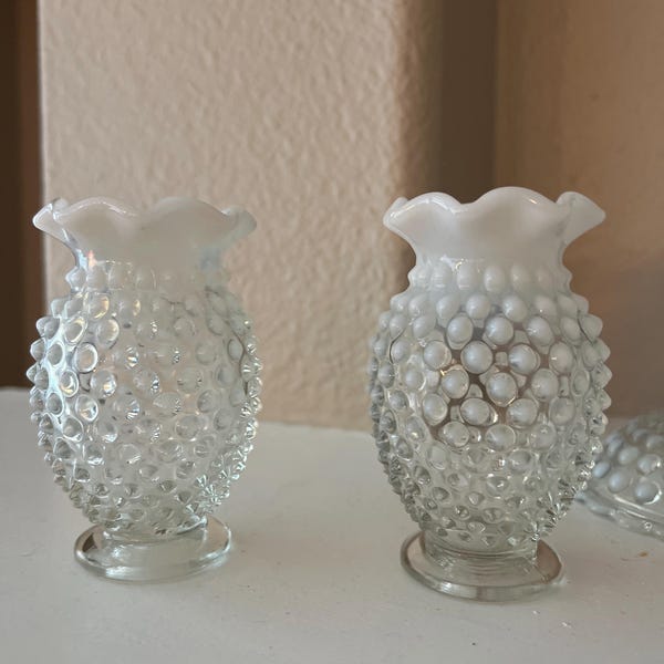 Fenton Blue Opalescent Glass Hobnail Pitcher With 6 Glasses - Etsy