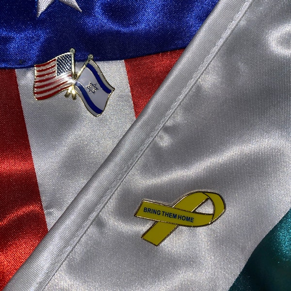 Bring Them Home Yellow Ribbon Israel Pin Bring Them Home Now Hostages Support Israel Yellow ...