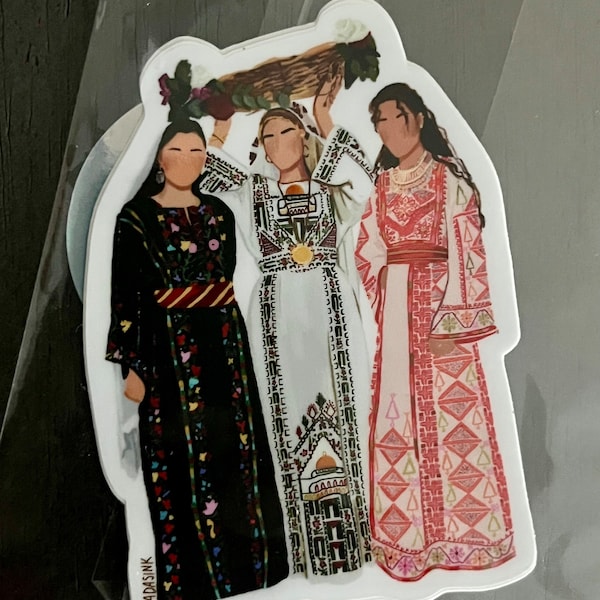 Palestinian Women Sticker - Vinyl & Waterproof - 3" X 2.1" - | Tatreez ...
