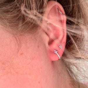 Pierced Earring Set Silver Stacking Earring Set Minimal Ear Stack for ...