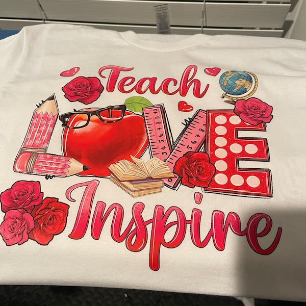 Teach Love Inspire Png Sublimation Design Download, Valentine's Day Png ...