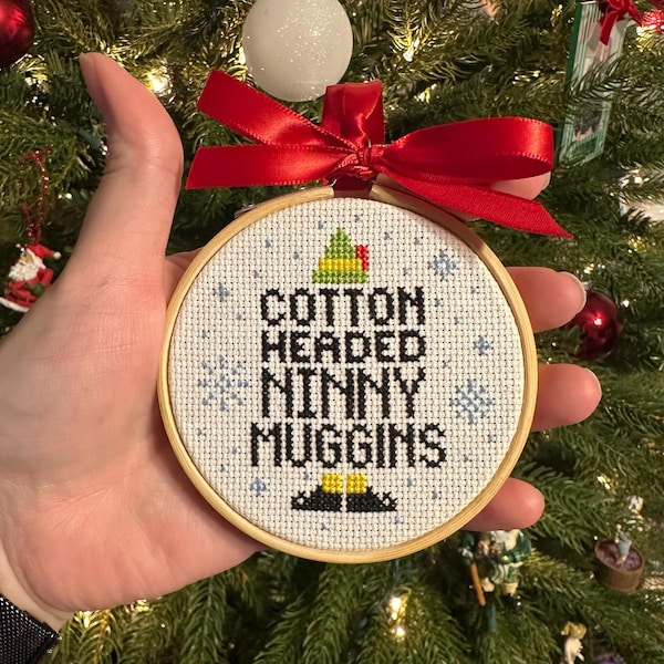 Buddy the Elf Cotton Headed Ninny Muggins Christmas Ornament Cross ...