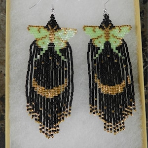 Brick Stitch Moon Phase Earrings Pattern Seed Bead Fringe - Etsy