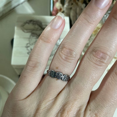 Mini Taphophile Ring in Sterling Silver or Gold Memento Mori - Etsy