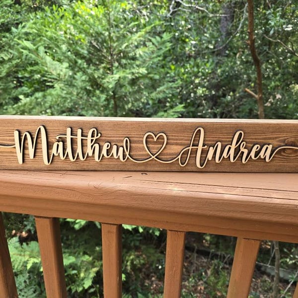 Custom Couple Name Sign - Personalized Wedding Gift -wooden Name Sign ...