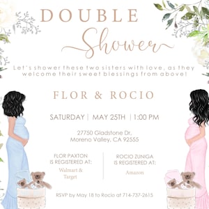 Double Baby Shower Invite, Personalized, Custom Made, Duo Baby Sprinkle ...