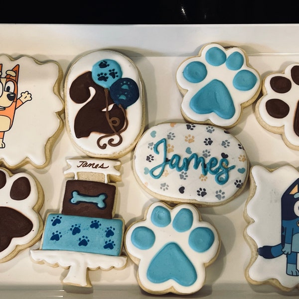 1 Dozen Bluey Themed Sugar Cookie - Etsy