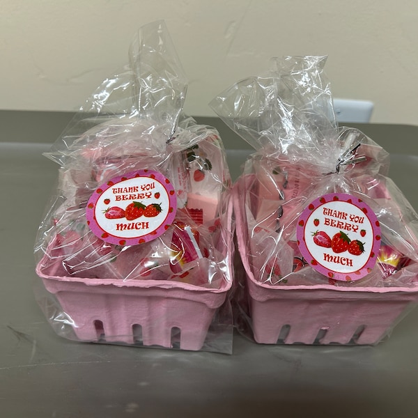 20 Pink Berry Baskets, Berry Sweet Baby Shower, Strawberry Baby Shower ...
