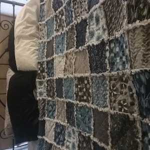 Amethyst Isles Large Rag Quilt Throw Teals Aqua Pinks Rose Spicy Browns Cream - Etsy