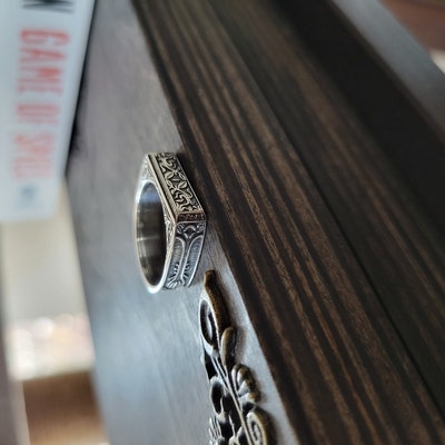 Knight Slayer's Ring Dark Antiqued Solid Sterling Silver Gothic Motif ...