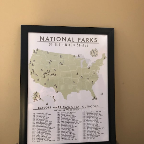 National Parks Map of the United States - 63 Parks Checklist - American ...