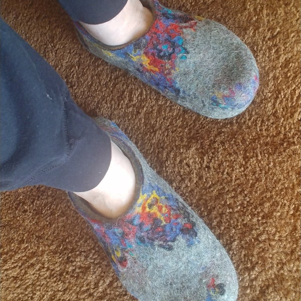 Felted Unisex Slippers Felted From Natural Sheep Wool Decorated With ...