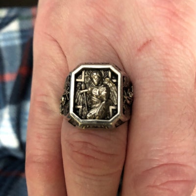 Archangel Saint Michael Silver Men Ring. - Etsy