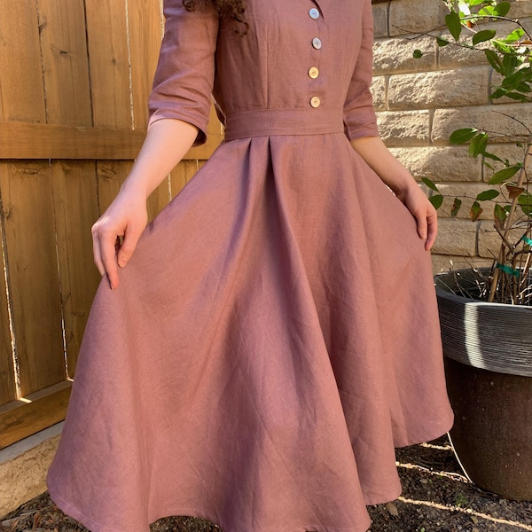DARCY Linen Shirt With Smock Details, Cottagecore Top, Drop Shoulders ...