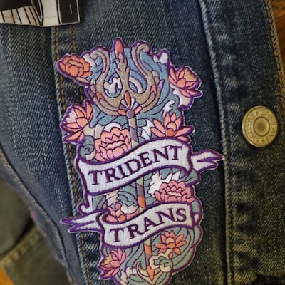 Trident Trans Embroidered Patch - Etsy