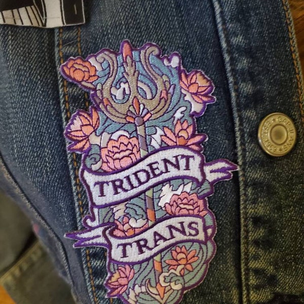 Trident Trans Embroidered Patch - Etsy