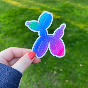 Rainbow Glitter Balloon Dog Sticker, Holographic Glitter Balloon Dog ...