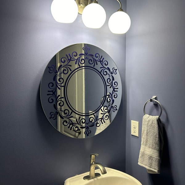 Art Deco Style Round Black Mirror for Modern and Classic Interiors, Hallway Mirror, Black Round ...