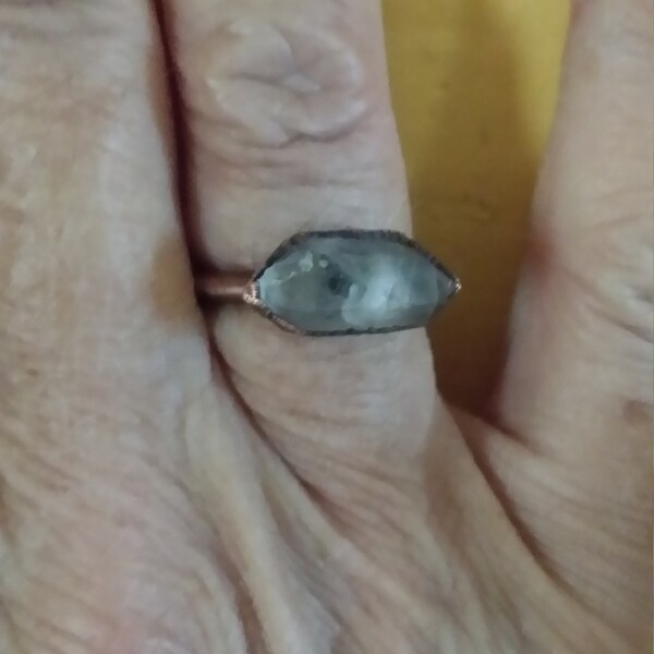 Tibetan Crystal Ring | Raw Anthraxolite Crystal Ring | Double ...