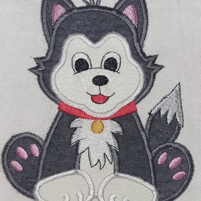 Applique Husky Machine Embroidery Design Cute Baby Puppy Dog Pattern ...