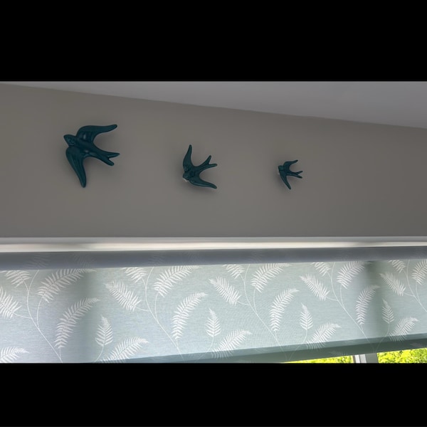 Glazed Teal Blue Swallows / Bird Figurine / Bird Art / Ceramic Swallows ...