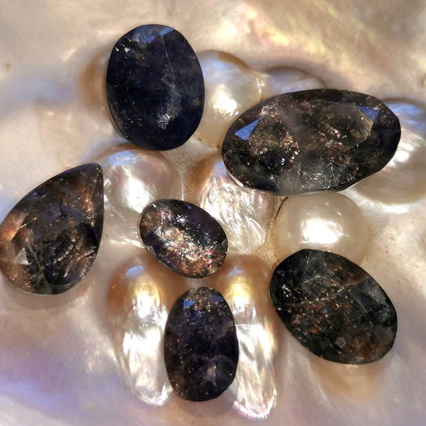 Natural Abalone Shell Pearl and Crystal Doublet Step Cut Hexagon Shape ...