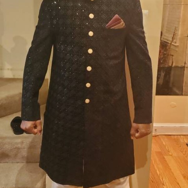 Custom Made Men Designer Black Jodhpuri Suit , Men Indo Formal Jacket ...