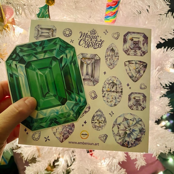 Set of 24 Gemstone Vinyl Stickers, Laptop Stickers, Gem Stickers ...