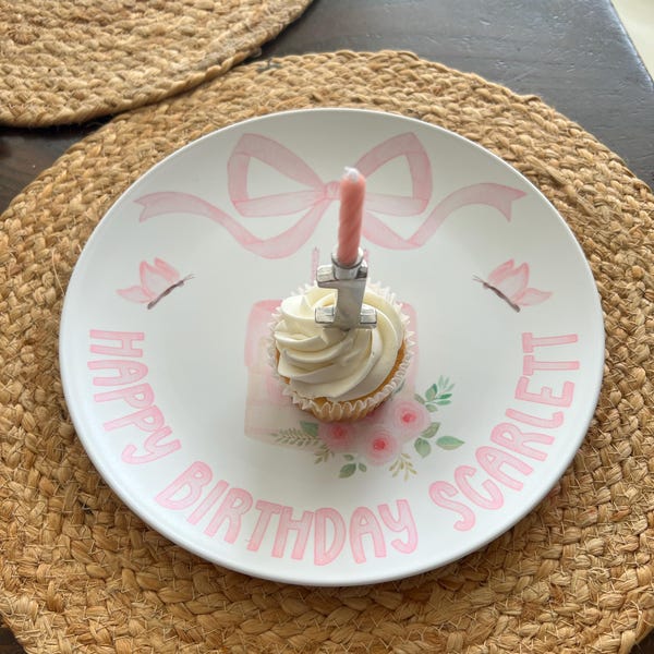 Pink Watercolor Cake Plate, Personalized Name Plate for Girls, Custom ...