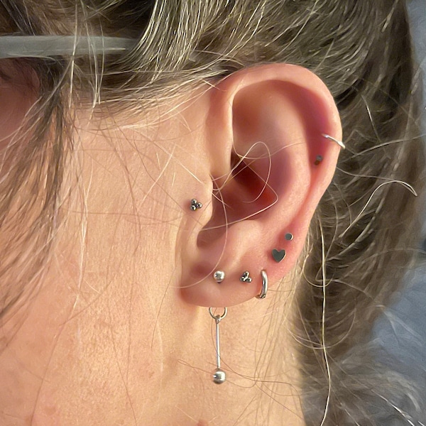 20G/18G/16G Disk Stud Push Pin Labret • Threadless Flat Back Earring ...