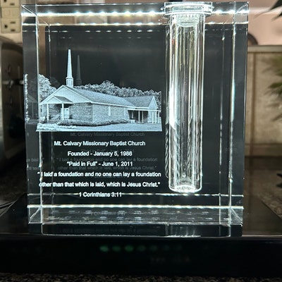 3D Crystal Glass Trophy Laser LED Wooden Small Light Stand Base Display ...