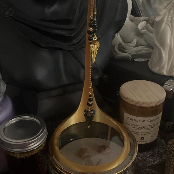 Gothic Gilded and Blue Obsidian Divinatory Pendulum, Resin Pendulum ...