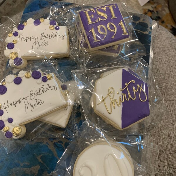 1/DZ Birthday Cookies Black, White, and Gold - Etsy