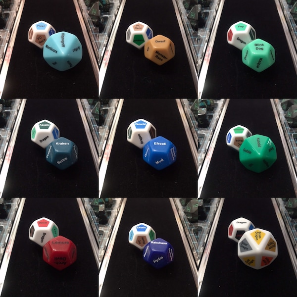 RPG Random Encounter Dice Complete Set of 13 (12 + Master Die) - Summon ...