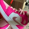 Air Jordan 1 Mid GS 'fierce Pink'. Barbie Pink Sneakers With Crystal ...