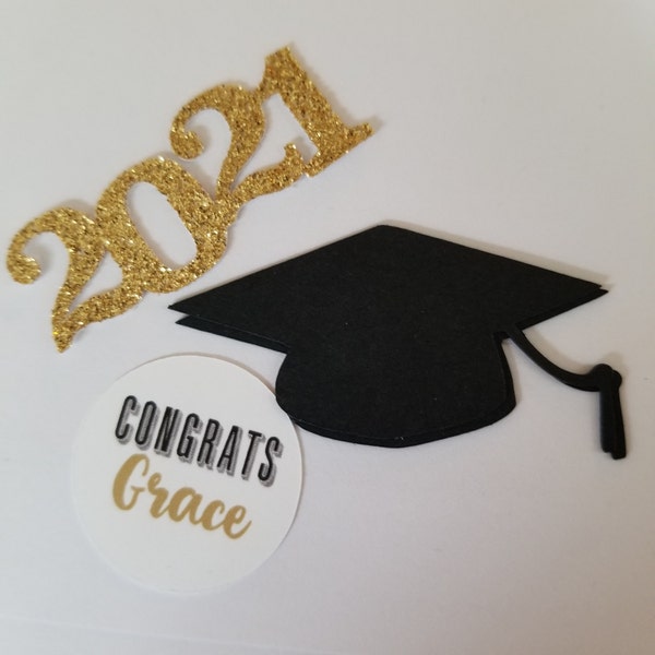Graduation Party Confetti - Graduation Year and Personalized Name Gold ...